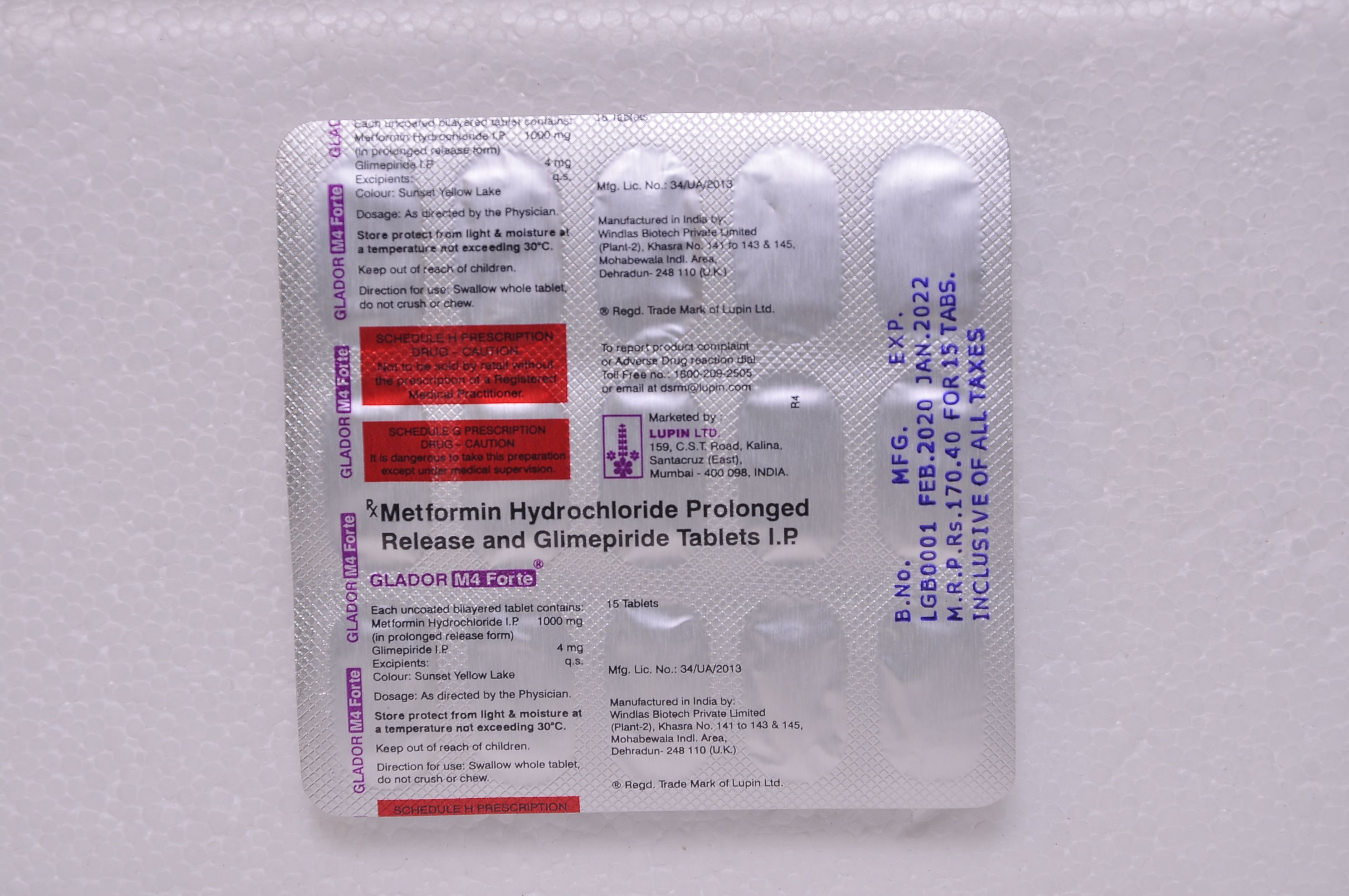 Glador M4 Forte Tablet 15's Price, Uses, Side Effects, Composition ...
