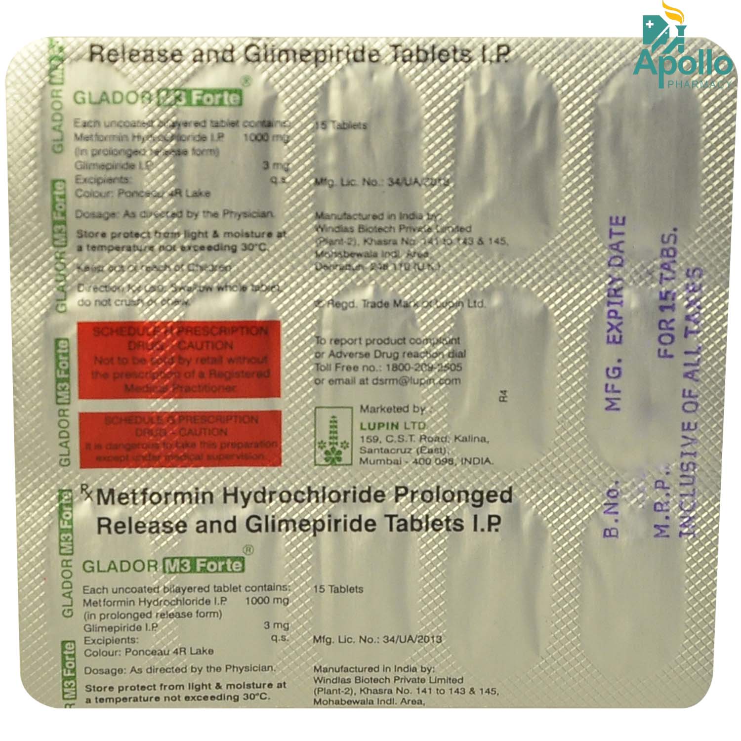 Glador M3 Forte Tablet 15's Price, Uses, Side Effects, Composition ...