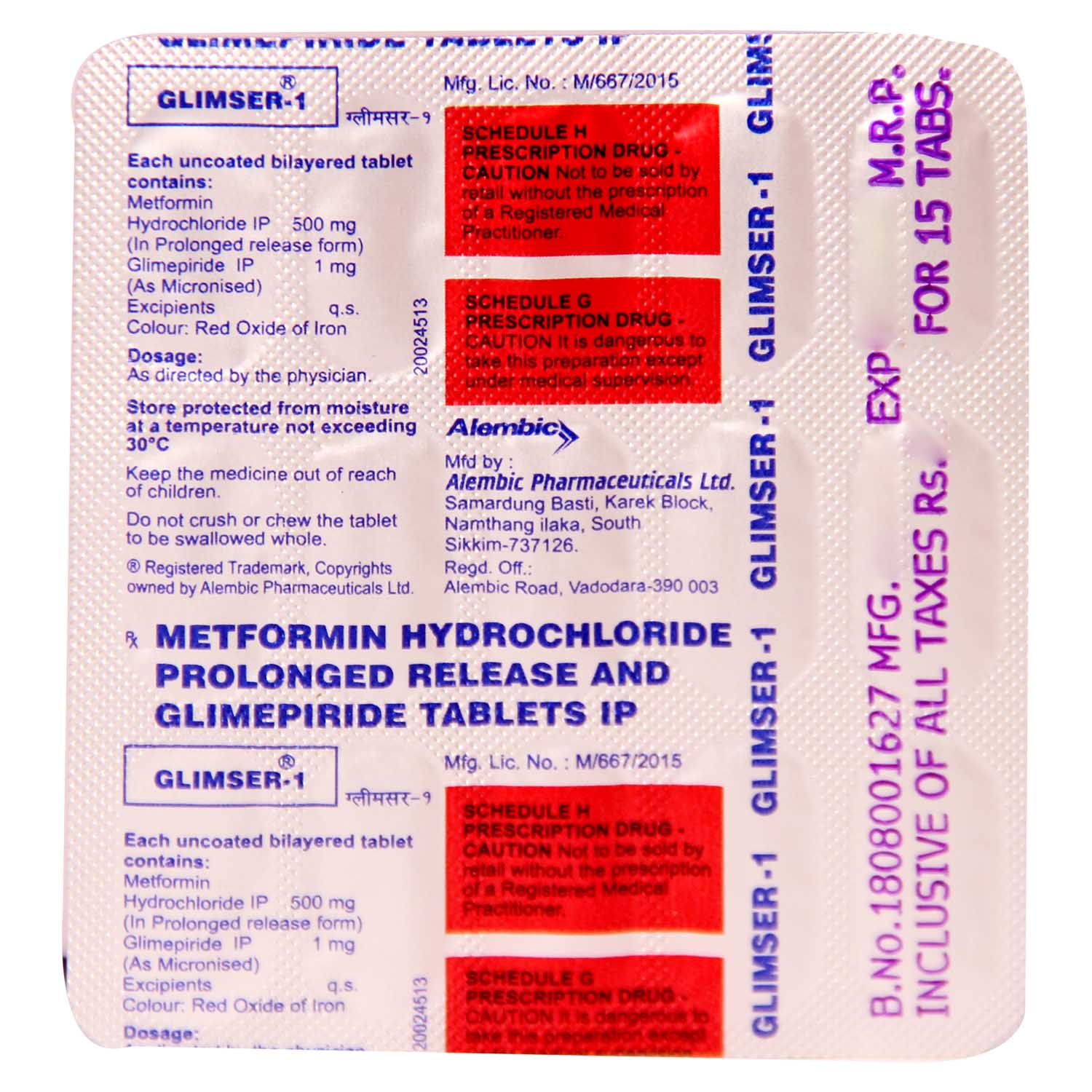 Glimser 1 Tablet 15's Price, Uses, Side Effects, Composition - Apollo ...