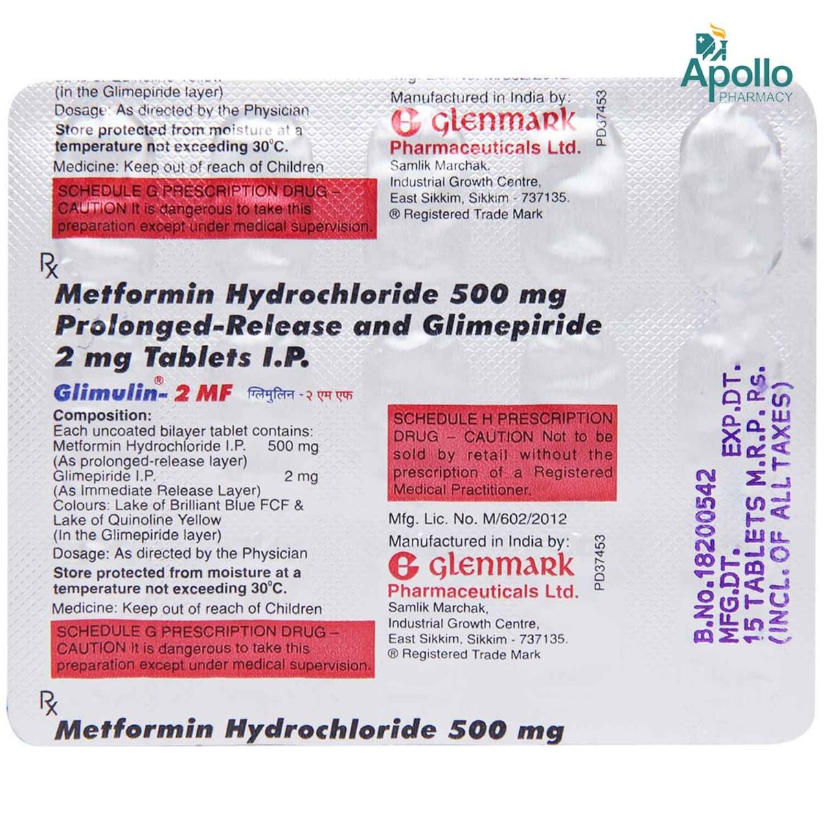 Glimulin-2MF Tablet 15's Price, Uses, Side Effects, Composition - Apollo Pharmacy