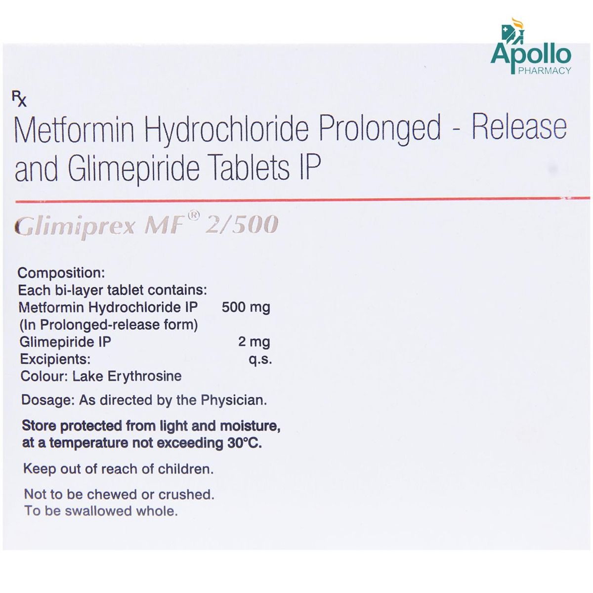Glimiprex MF 2/500 Tablet | Uses, Side Effects, Price | Apollo Pharmacy