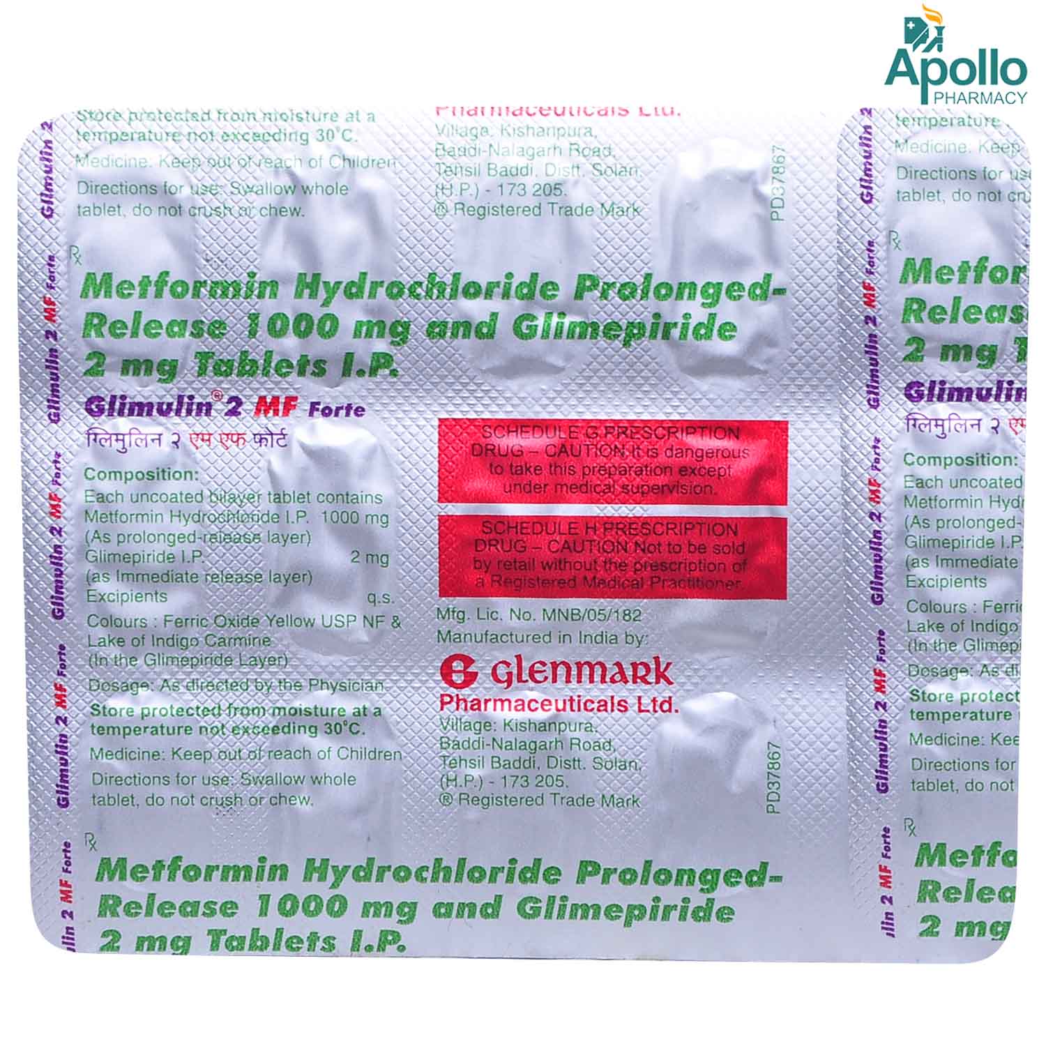 Glimulin 2MF Forte Tablet 15's Price, Uses, Side Effects, Composition - Apollo Pharmacy