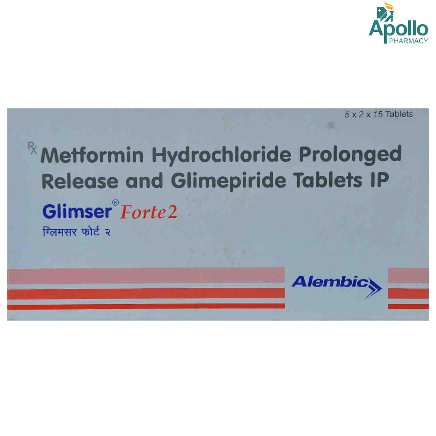 Glimser Forte 2 Tablet | Uses, Side Effects, Price | Apollo Pharmacy