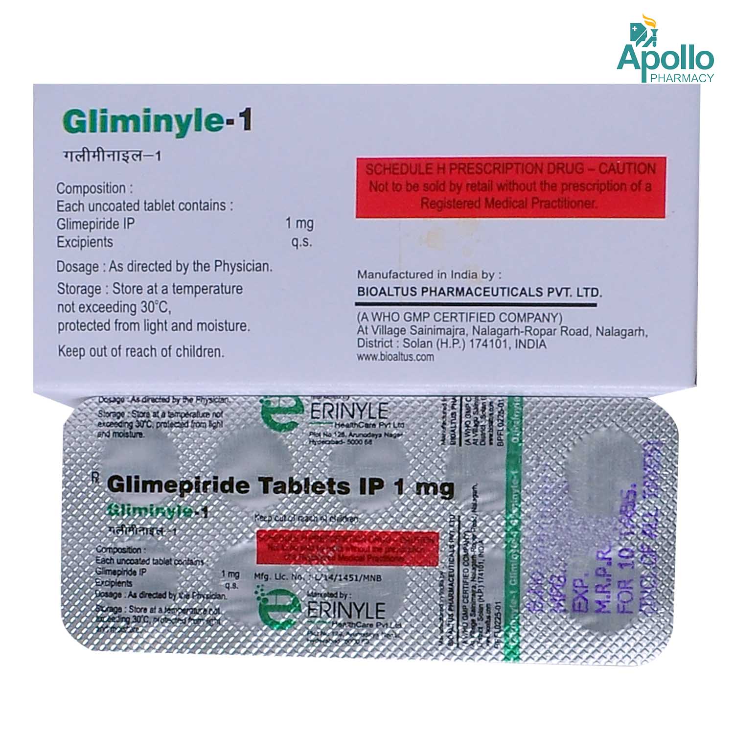Gliminyle-1 Tablet 10's Price, Uses, Side Effects, Composition - Apollo ...