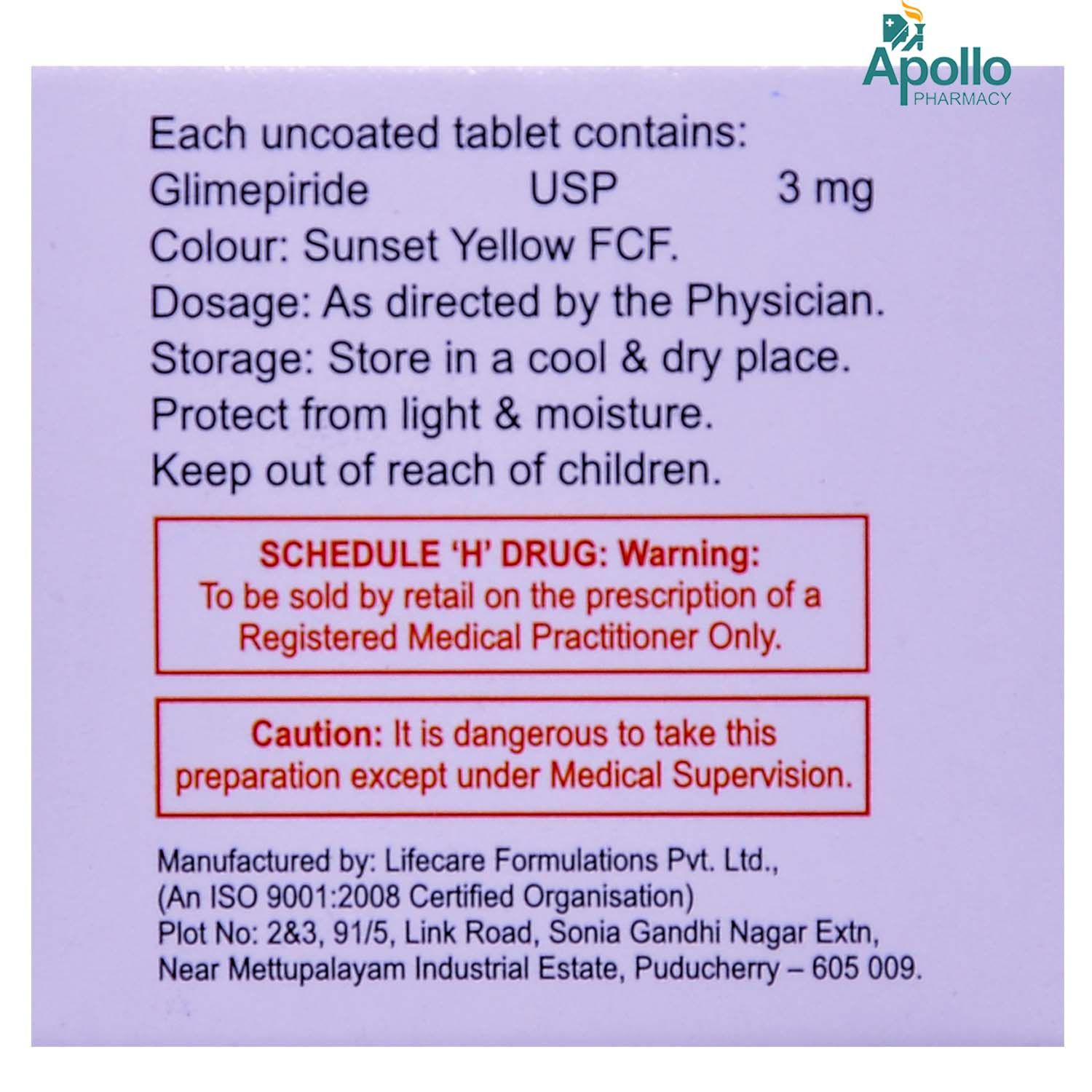 GLIMIPRIME 3MG TABLET 10'S Price, Uses, Side Effects, Composition ...