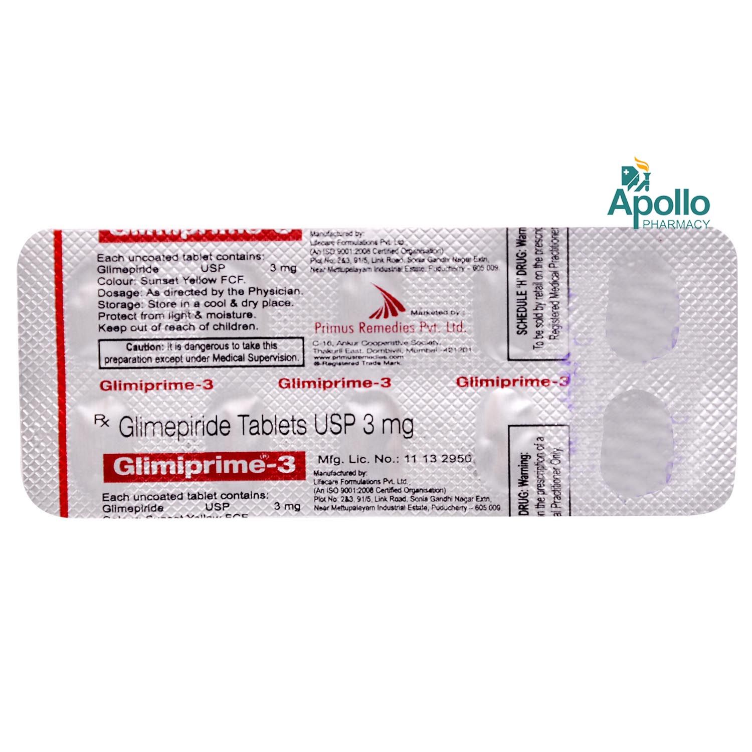 GLIMIPRIME 3MG TABLET 10'S Price, Uses, Side Effects, Composition ...