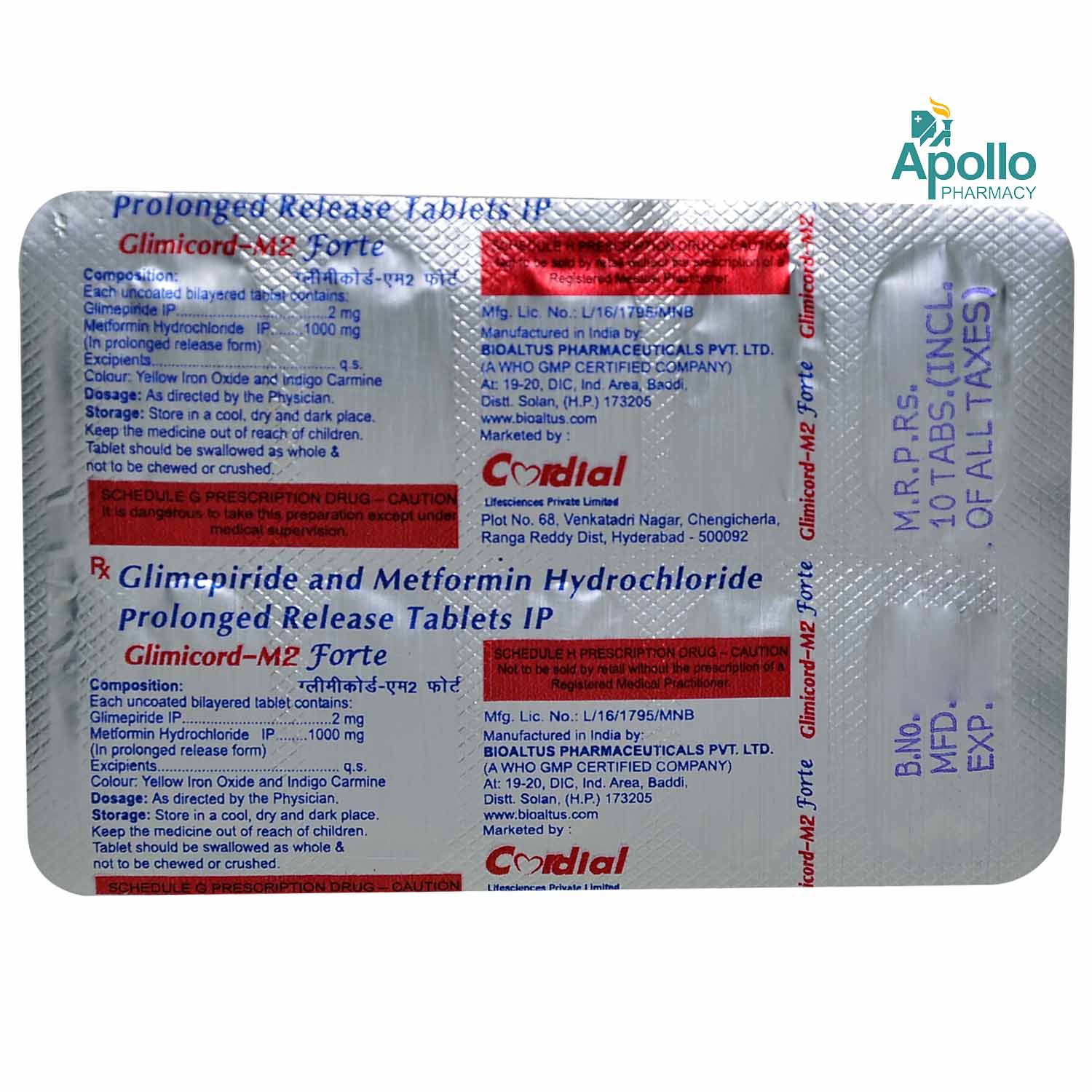 GLIMICORD M2 FORTE TABLET 10'S Price, Uses, Side Effects, Composition ...