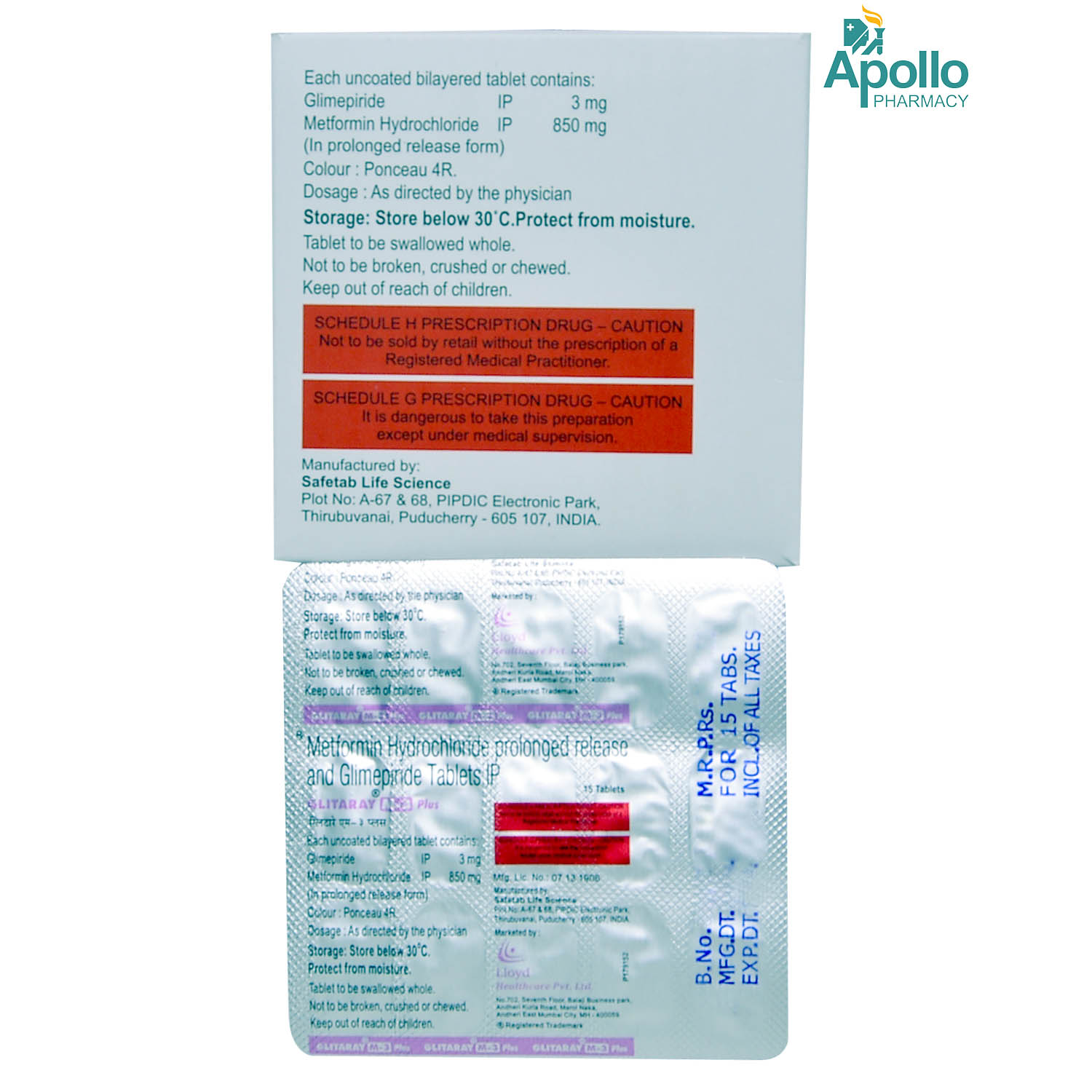 Glitaray M-3 Plus Tablet 15's Price, Uses, Side Effects, Composition ...