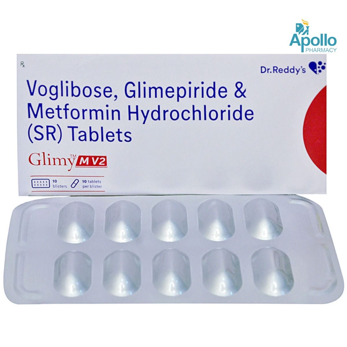 Glimy M V 2 Tablet | Uses, Side Effects, Price | Apollo Pharmacy
