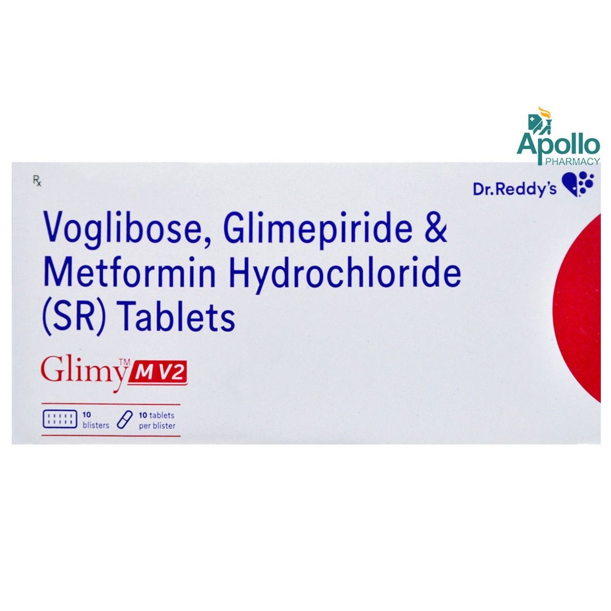 Glimy M V 2 Tablet | Uses, Side Effects, Price | Apollo Pharmacy