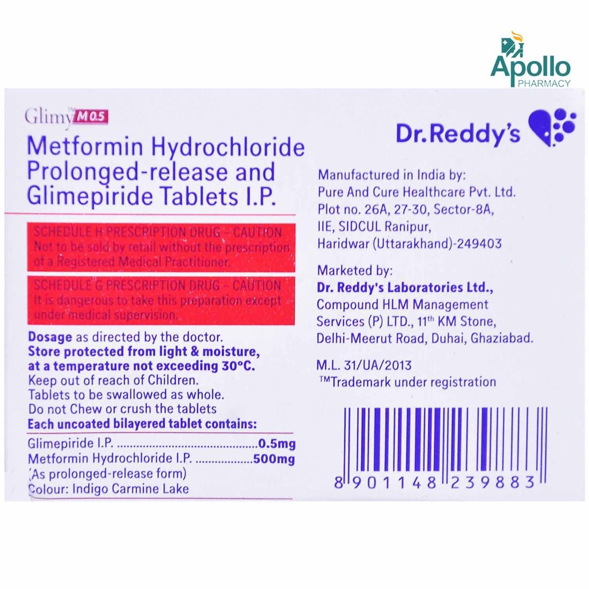 Glimy M 0.5 Tablet 10's Price, Uses, Side Effects, Composition - Apollo ...