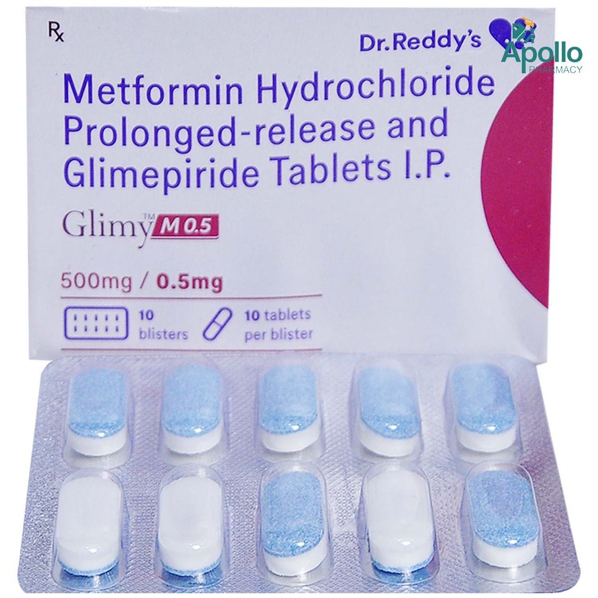 Glimy M 0.5 Tablet | Uses, Side Effects, Price | Apollo Pharmacy