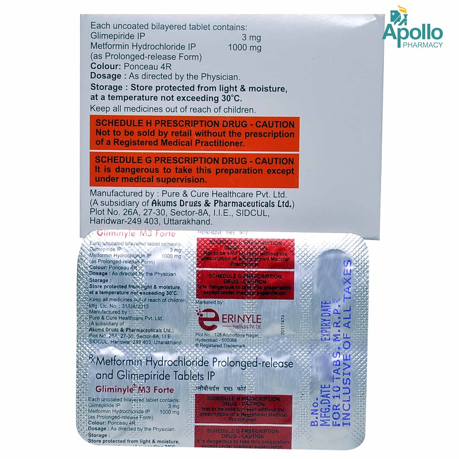 GLIMINYLE M 3MG FORTE TABLET 10'S Price, Uses, Side Effects ...