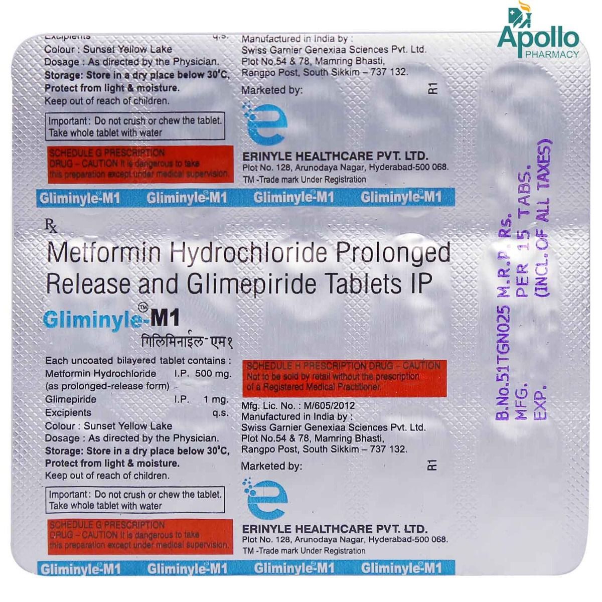 Gliminyle M 1 Tablet 15's Price, Uses, Side Effects, Composition ...