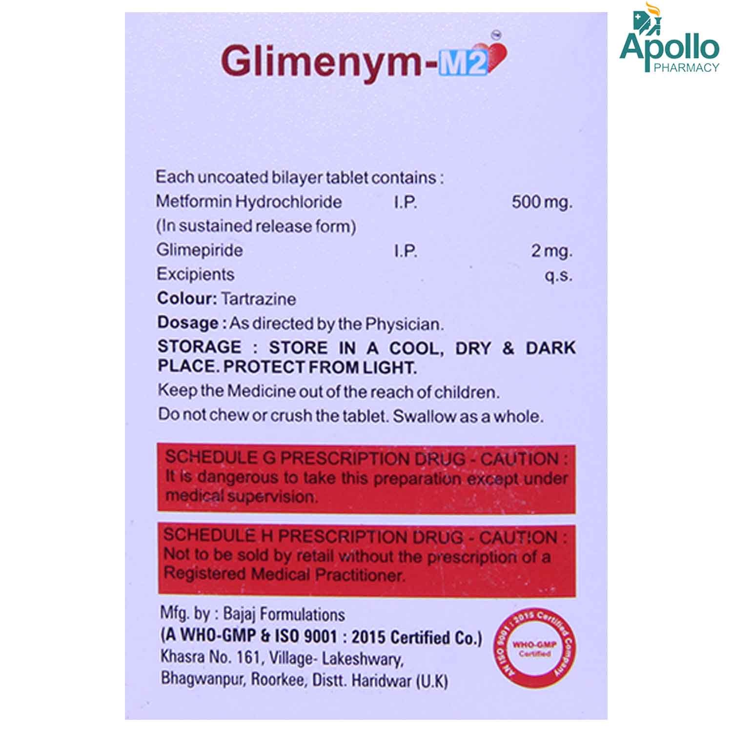 Glimenym-M2 Tablet 10's Price, Uses, Side Effects, Composition - Apollo ...