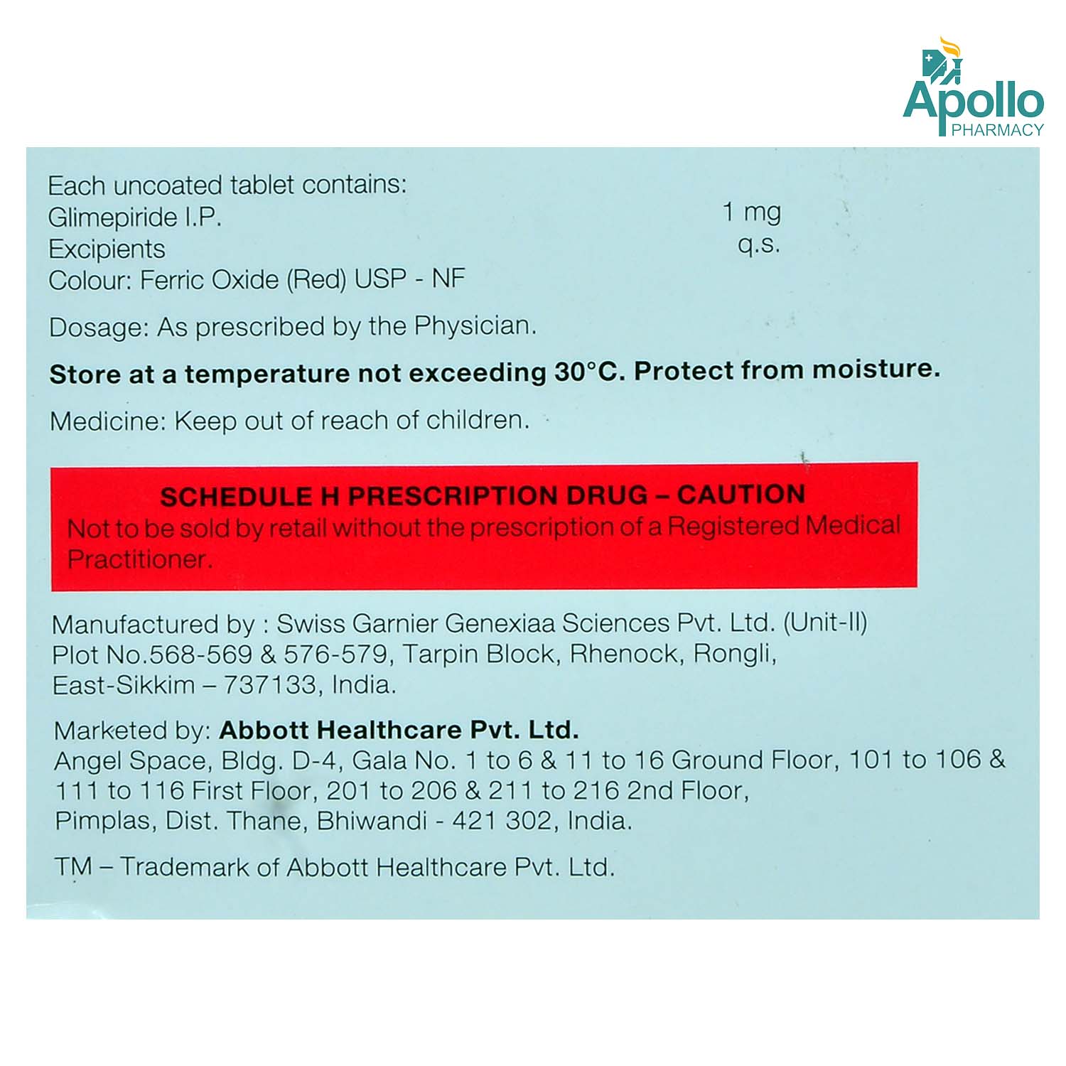 Glimer 1 Tablet 15's Price, Uses, Side Effects, Composition - Apollo ...