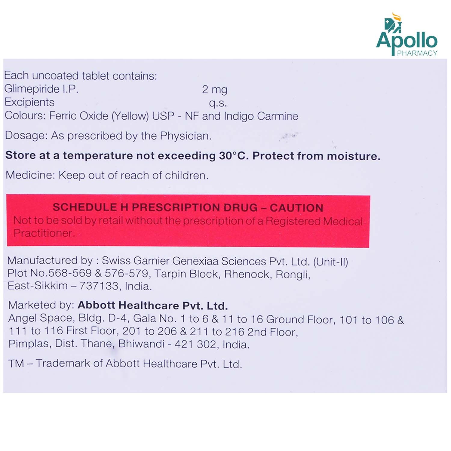 Glimer 2 Tablet 15's Price, Uses, Side Effects, Composition - Apollo ...