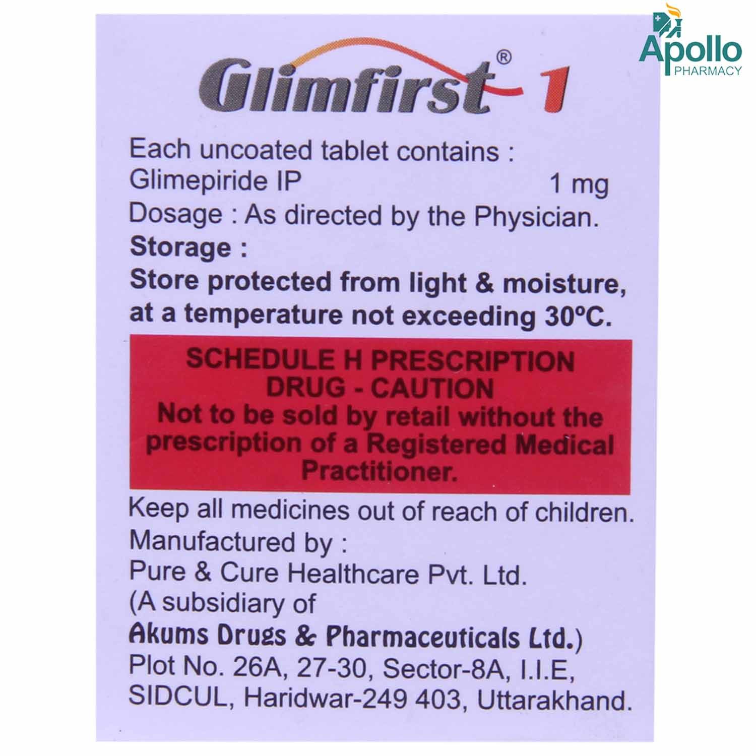 Glimfirst-1 Tablet 15's Price, Uses, Side Effects, Composition - Apollo ...