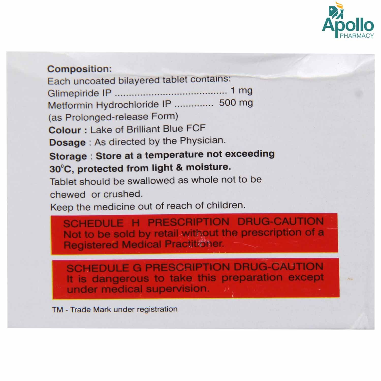 Glorimet G 1 Tablet 10's Price, Uses, Side Effects, Composition - Apollo Pharmacy
