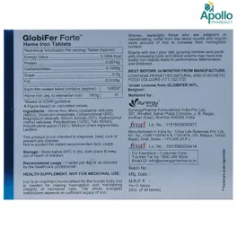 Buy Globifer Forte Tablet | 19 Minutes Delivery | Apollo Pharmacy