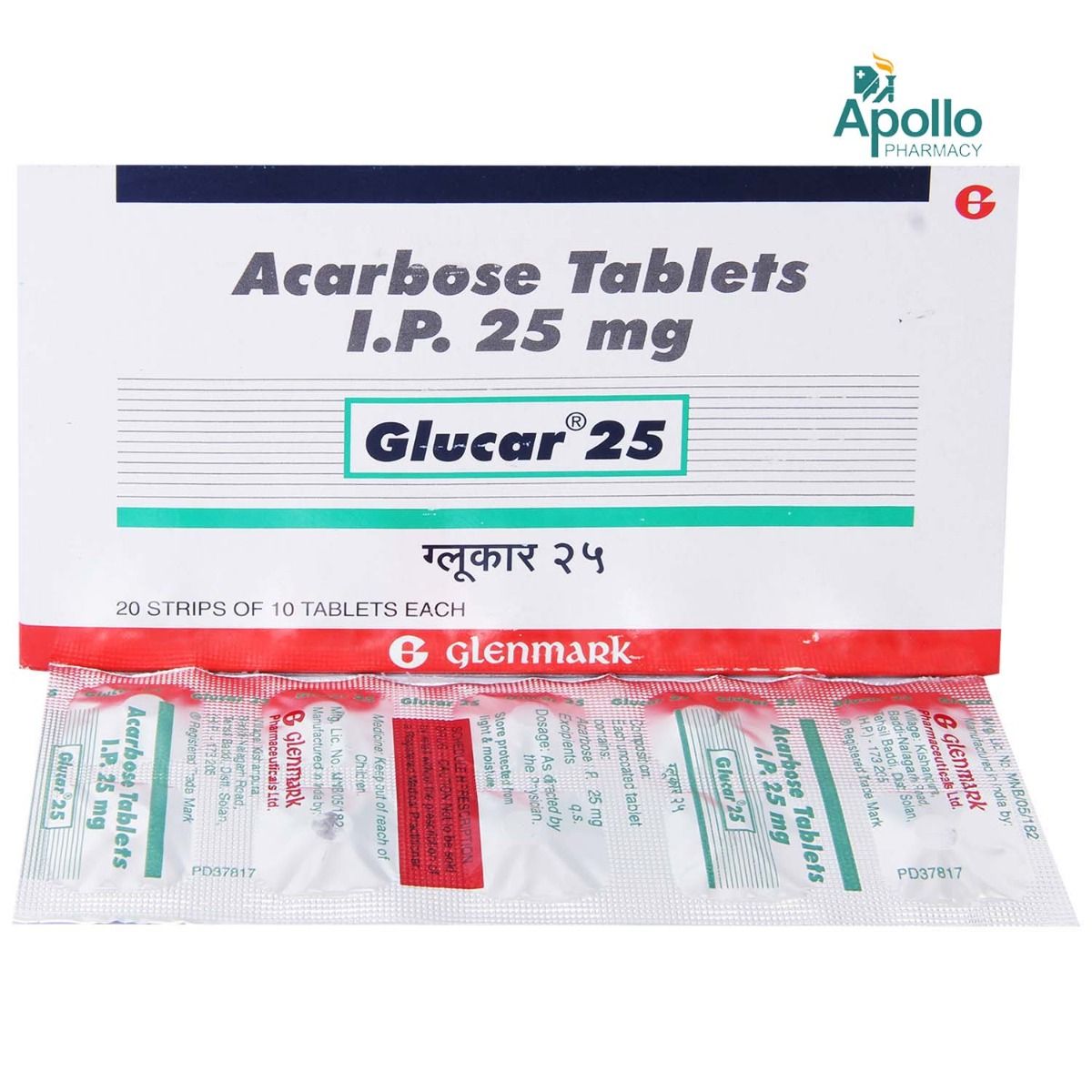 Glucar 25 mg Tablet 10's Price, Uses, Side Effects, Composition ...