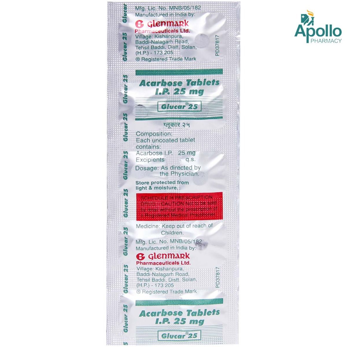 Glucar 25 mg Tablet 10's Price, Uses, Side Effects, Composition ...