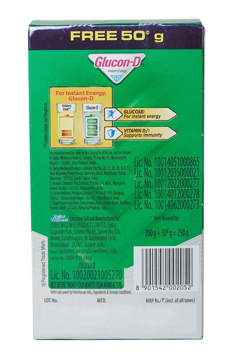 Glucon-D Original Instant Energy Drink Powder, 200 gm Refill Pack Price ...