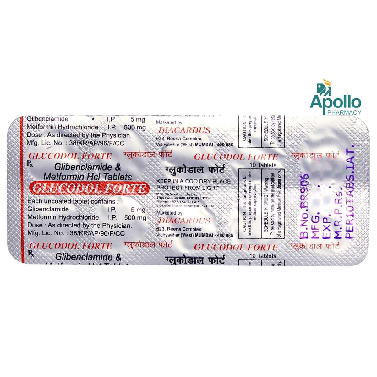 Glucodol Forte Tablet 10's Price, Uses, Side Effects, Composition ...