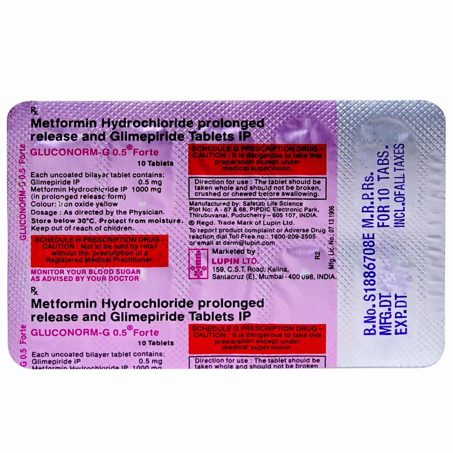 Gluconorm-G 0.5 Forte Tablet 10's Price, Uses, Side Effects ...