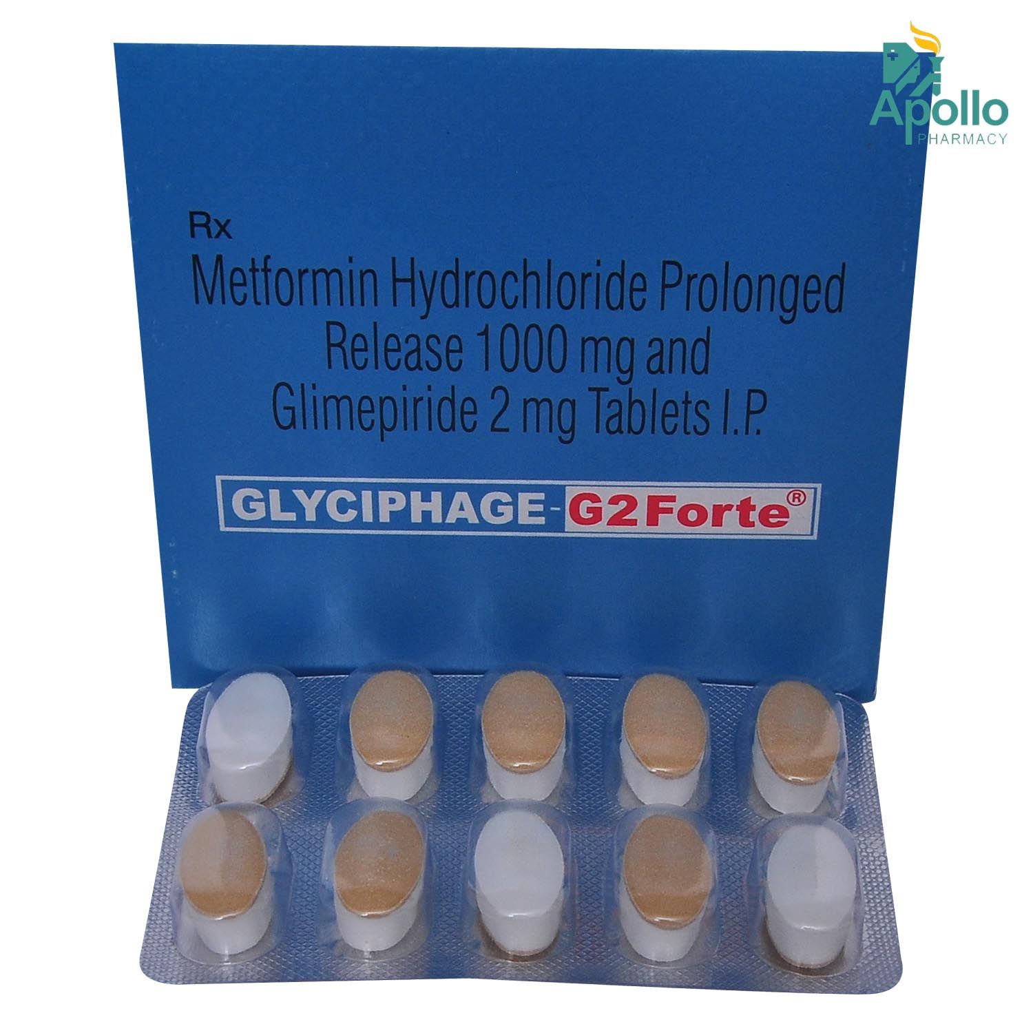 Glyciphage G 2 Forte Tablet 10's Price, Uses, Side Effects, Composition - Apollo Pharmacy