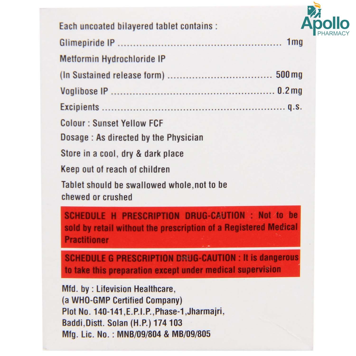 GLYDIP MV 1MG TABLET 10'S Price, Uses, Side Effects, Composition ...