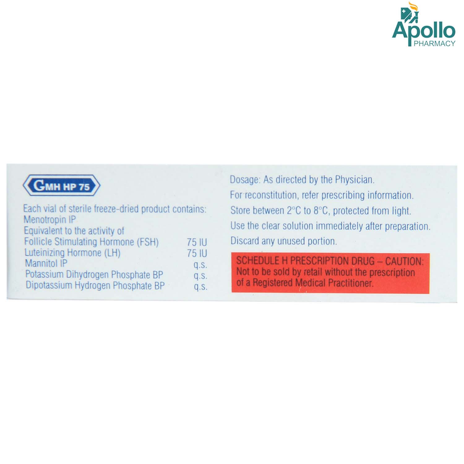 GMH HP 75 Injection 1's Price, Uses, Side Effects, Composition - Apollo ...