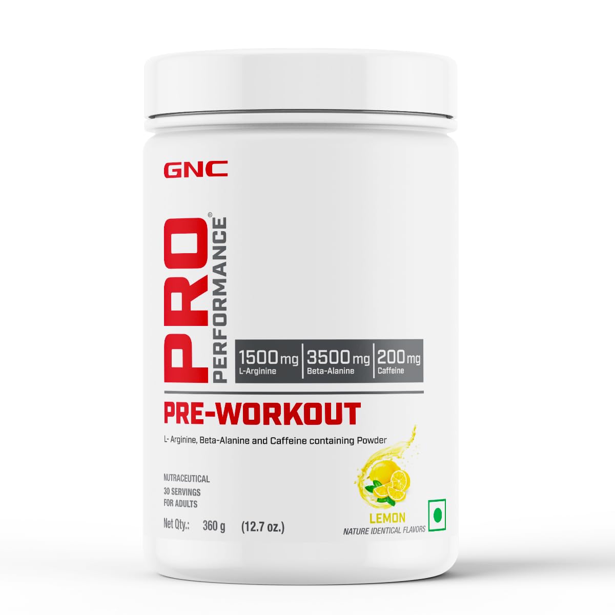 Buy GNC Pro Performance Pre-Workout Lemon Flavour Powder, 360 gm | 19 ...