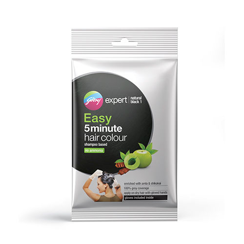 Godrej Expert Easy 5 minute Hair Colour Shampoo Based Natural Black, 20 ...