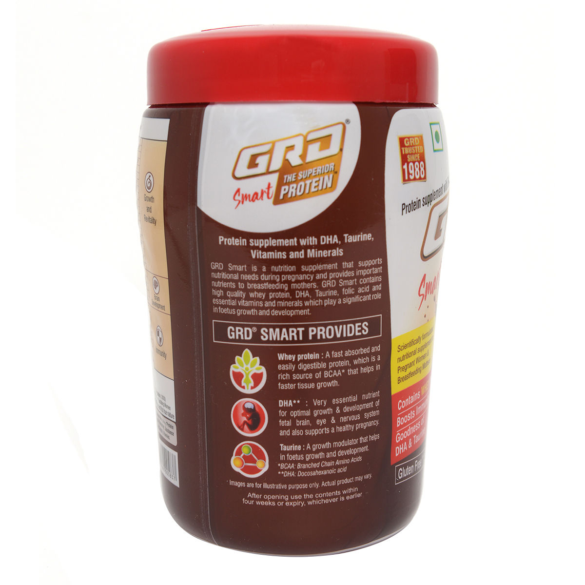 Buy GRD Smart Whey Protein Chocolate Flavour Powder, 200 gm Jar | 19 ...