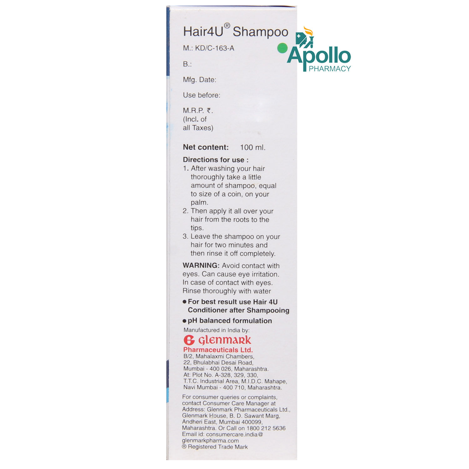 Hair 4U Shampoo, 100 ml Price, Uses, Side Effects, Composition - Apollo ...