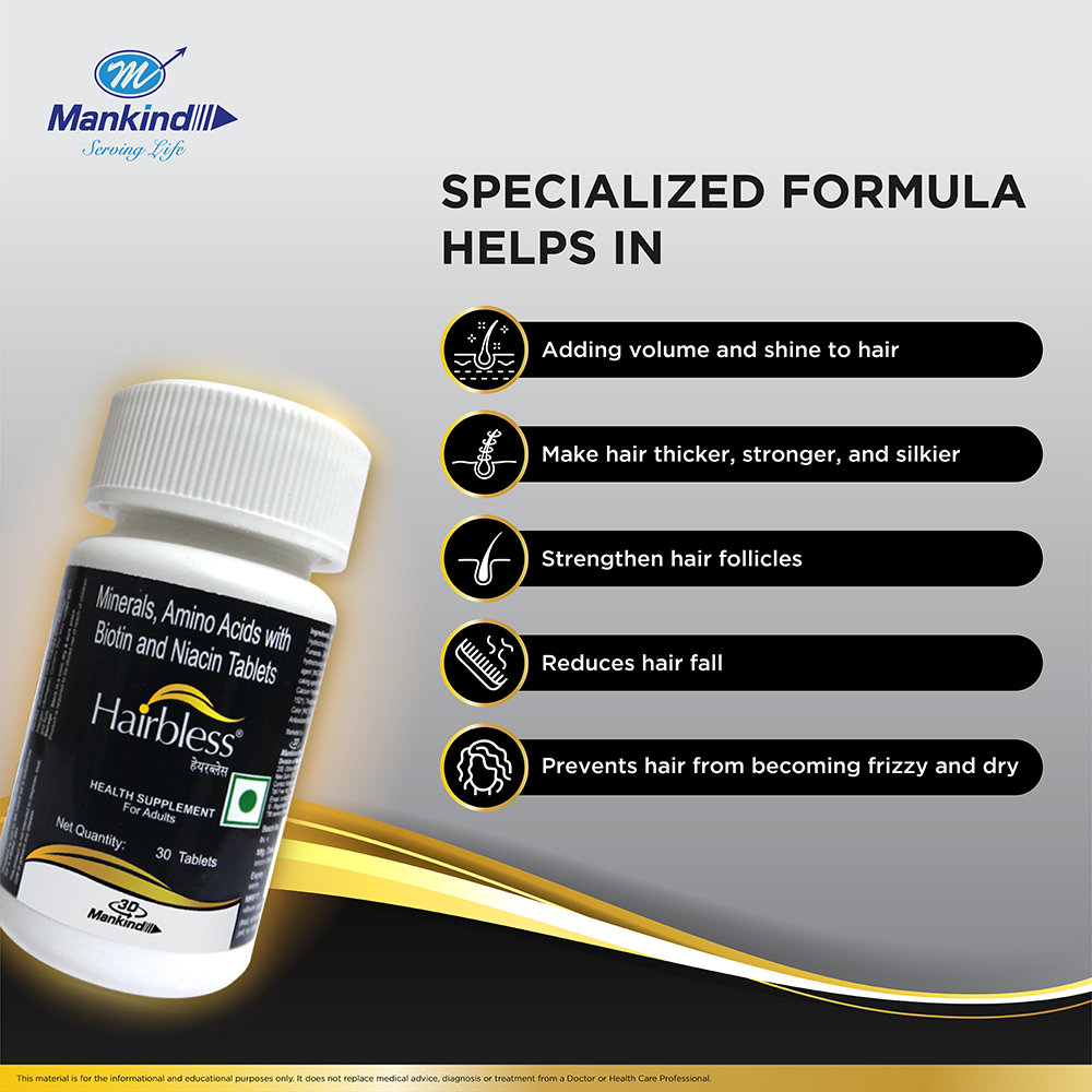 Hairbless Tablet 30's | Uses, Side Effects, Price | Apollo Pharmacy