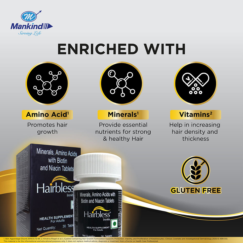 Hairbless Tablet 30's | Uses, Side Effects, Price | Apollo Pharmacy