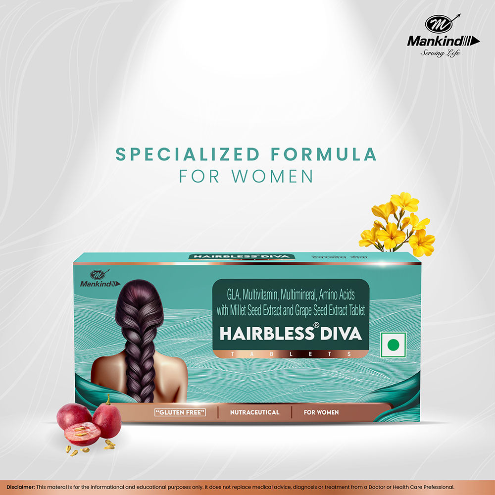 Hairbless Diva Women Tablet 10's | Uses, Side Effects, Price | Apollo ...