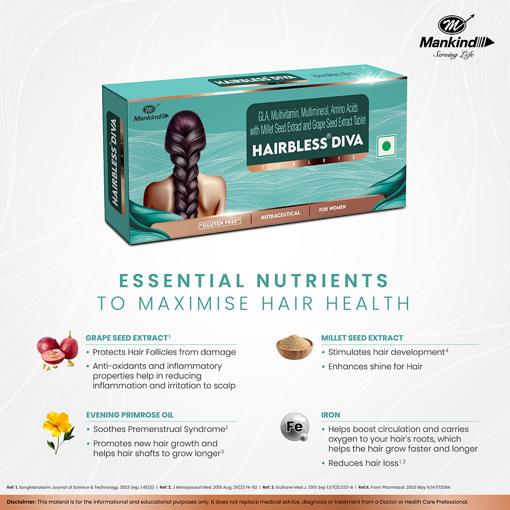 Hairbless Diva Women Tablet 30's | Uses, Side Effects, Price | Apollo ...