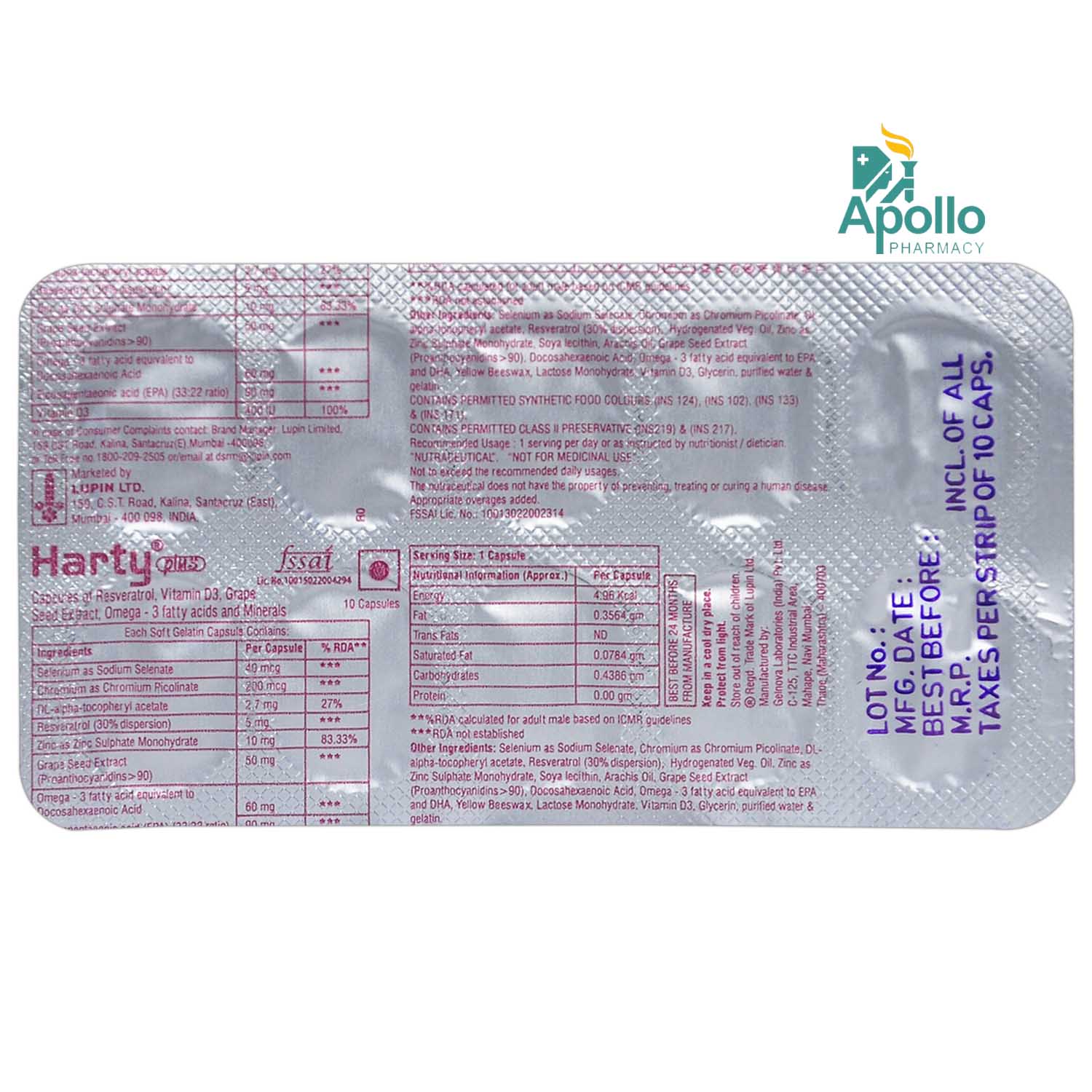 Harty Plus Capsule 10's Price, Uses, Side Effects, Composition - Apollo ...