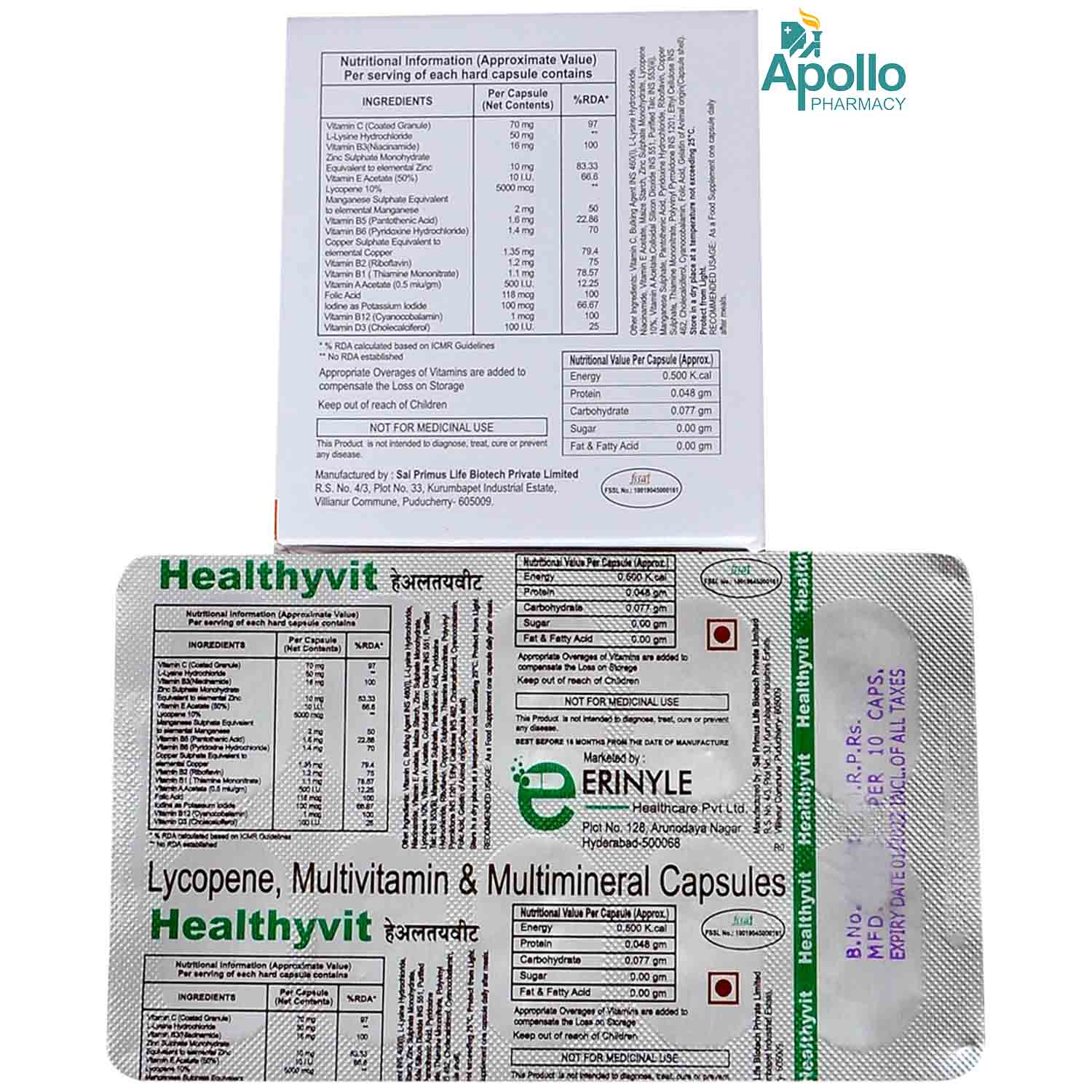 Healthyvit Capsule 10's Price, Uses, Side Effects, Composition - Apollo ...