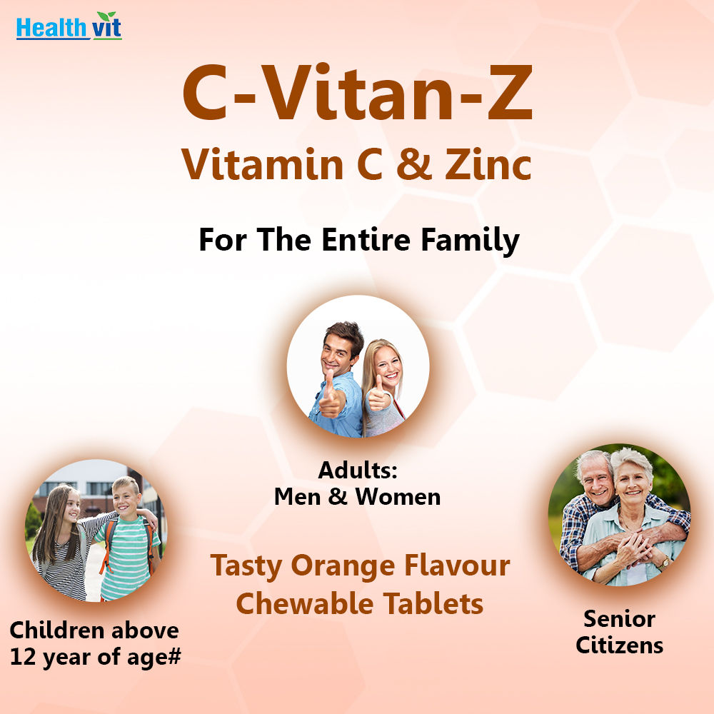 Healthvit C-Vitan-Z Vitamin C & Zinc Chewable, 60 Tablets Price, Uses ...
