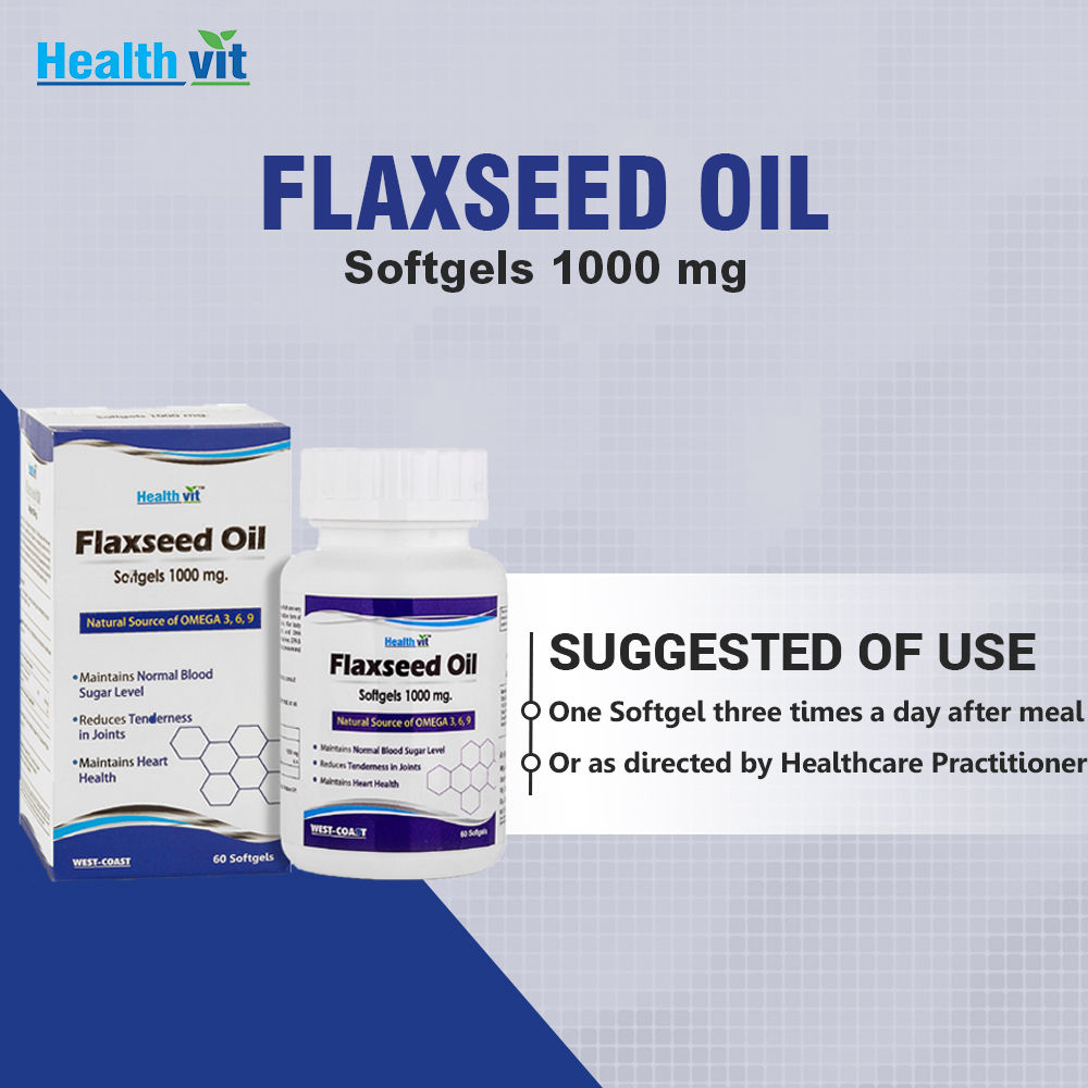 Healthvit Flaxseed Oil 1000 mg, 60 Softgels Price, Uses, Side Effects ...
