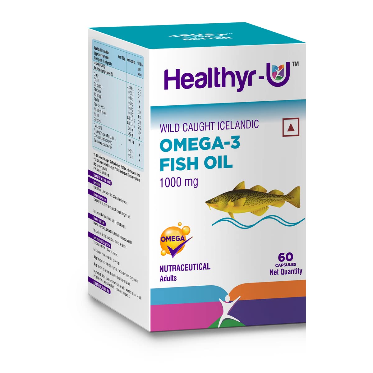Buy Healthyr-U Omega-3 Fish Oil 1000 mg, 60 Capsules | 19 Minutes ...