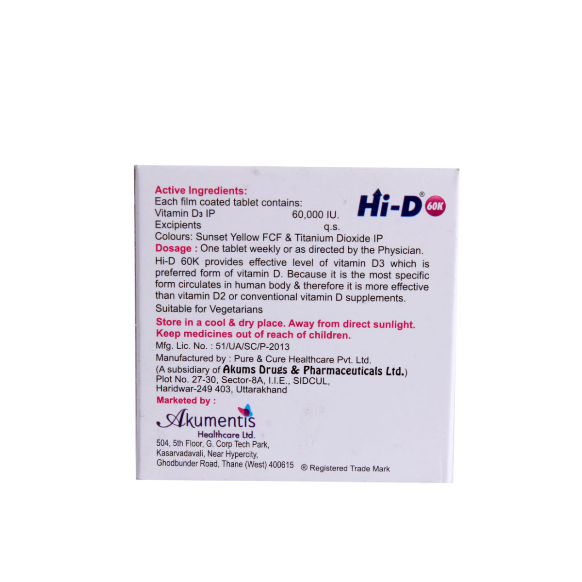Hi-D 60K Tablet 4's Price, Uses, Side Effects, Composition - Apollo ...