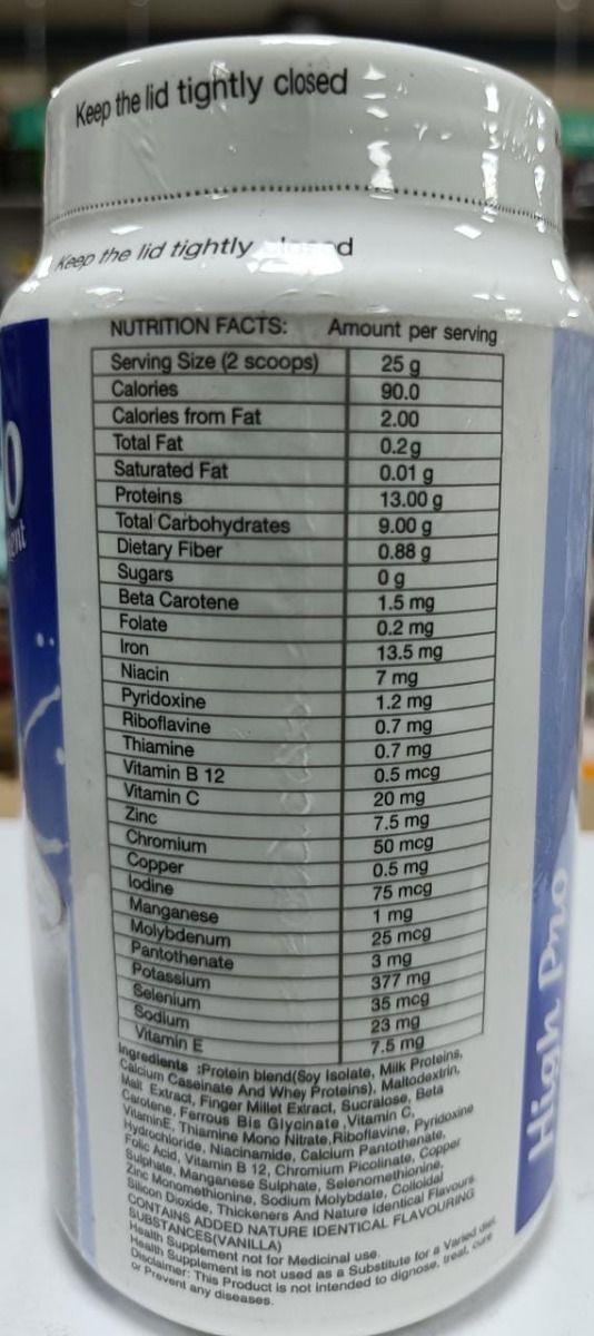 High Pro Vannila Flavour Powder, 200 gm Tin Price, Uses, Side Effects ...