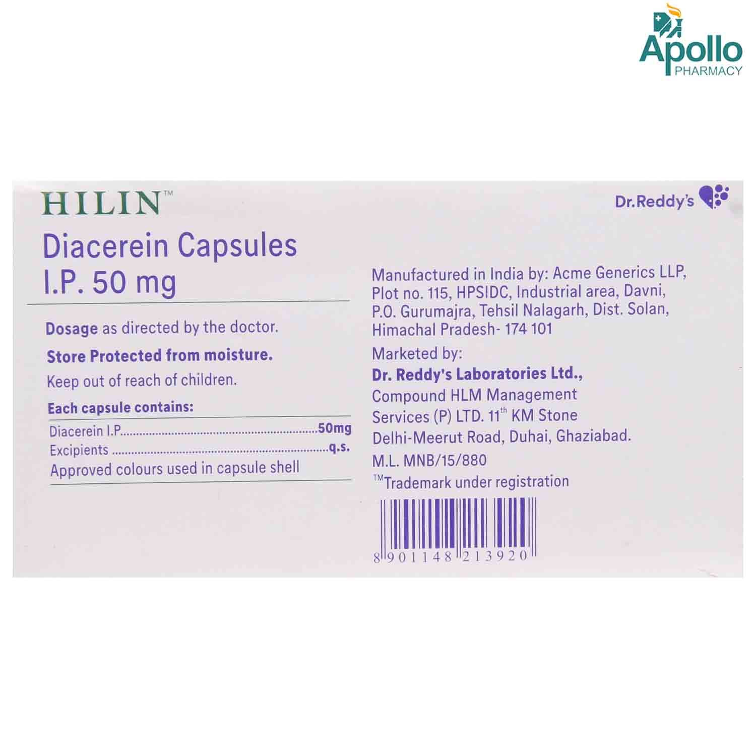 Hilin 50 Capsule 10's Price, Uses, Side Effects, Composition - Apollo ...