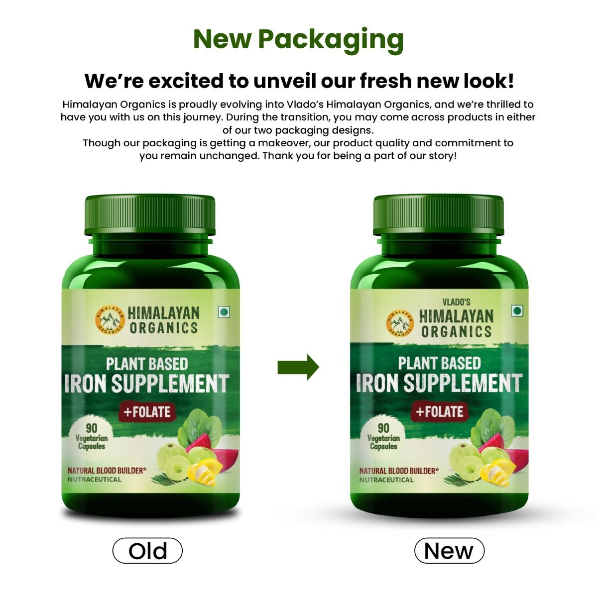 Buy Vlado's Himalayan Organics Plant Based Iron Supplement with Folate ...