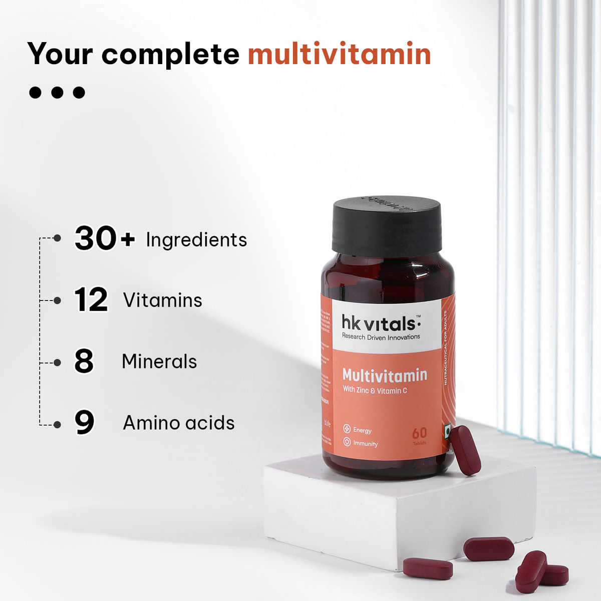 Buy HealthKart HK Vitals Multivitamin with Zinc & Vitamin C, 60 Tablets ...